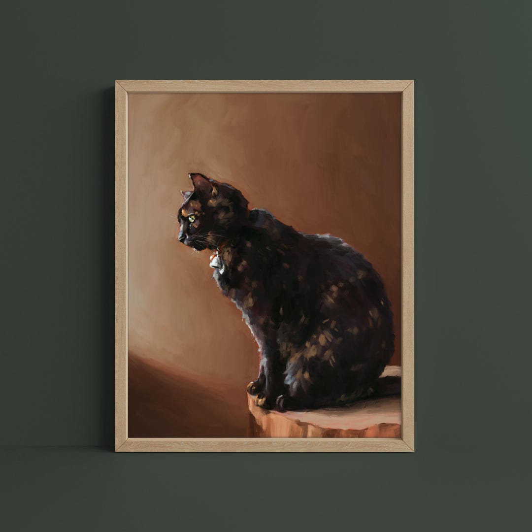 Tortoiseshell Cat Painting Fine Art Print – Living Room, Nursery, Kids ...