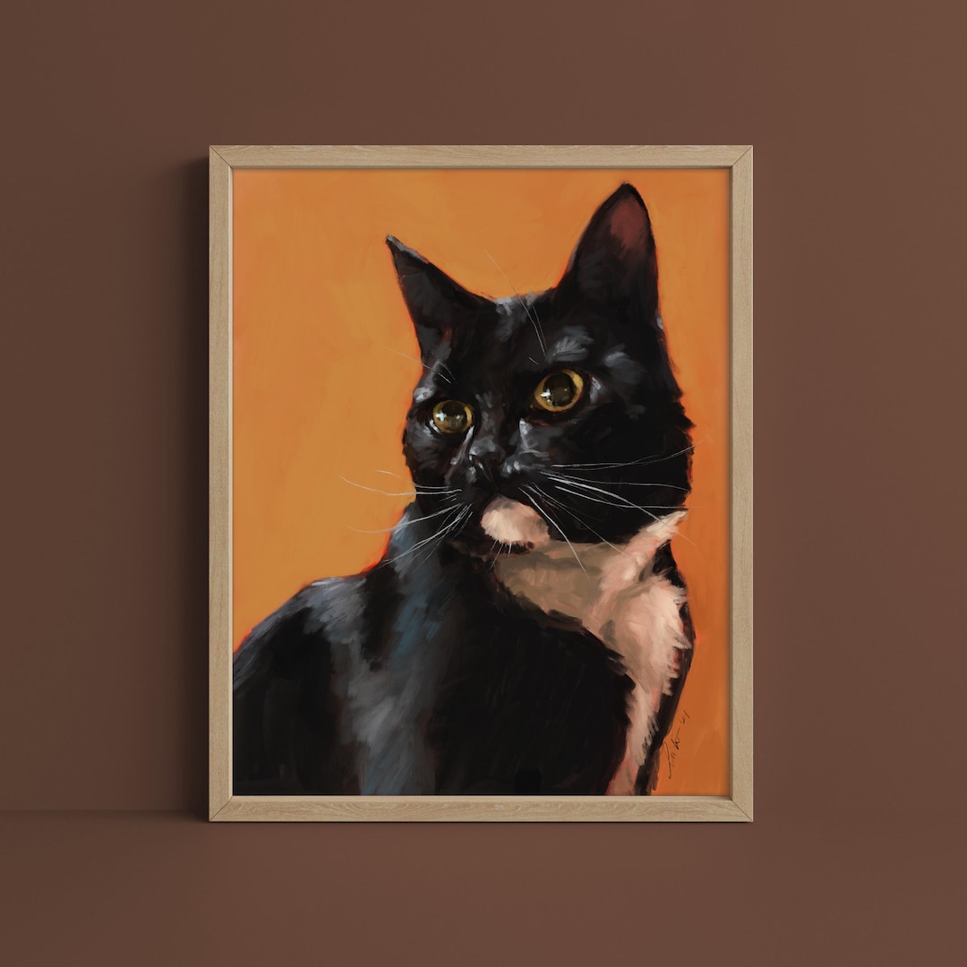 Tuxedo Cat Portrait Art Print: Black and White Fine Art Poster - Etsy