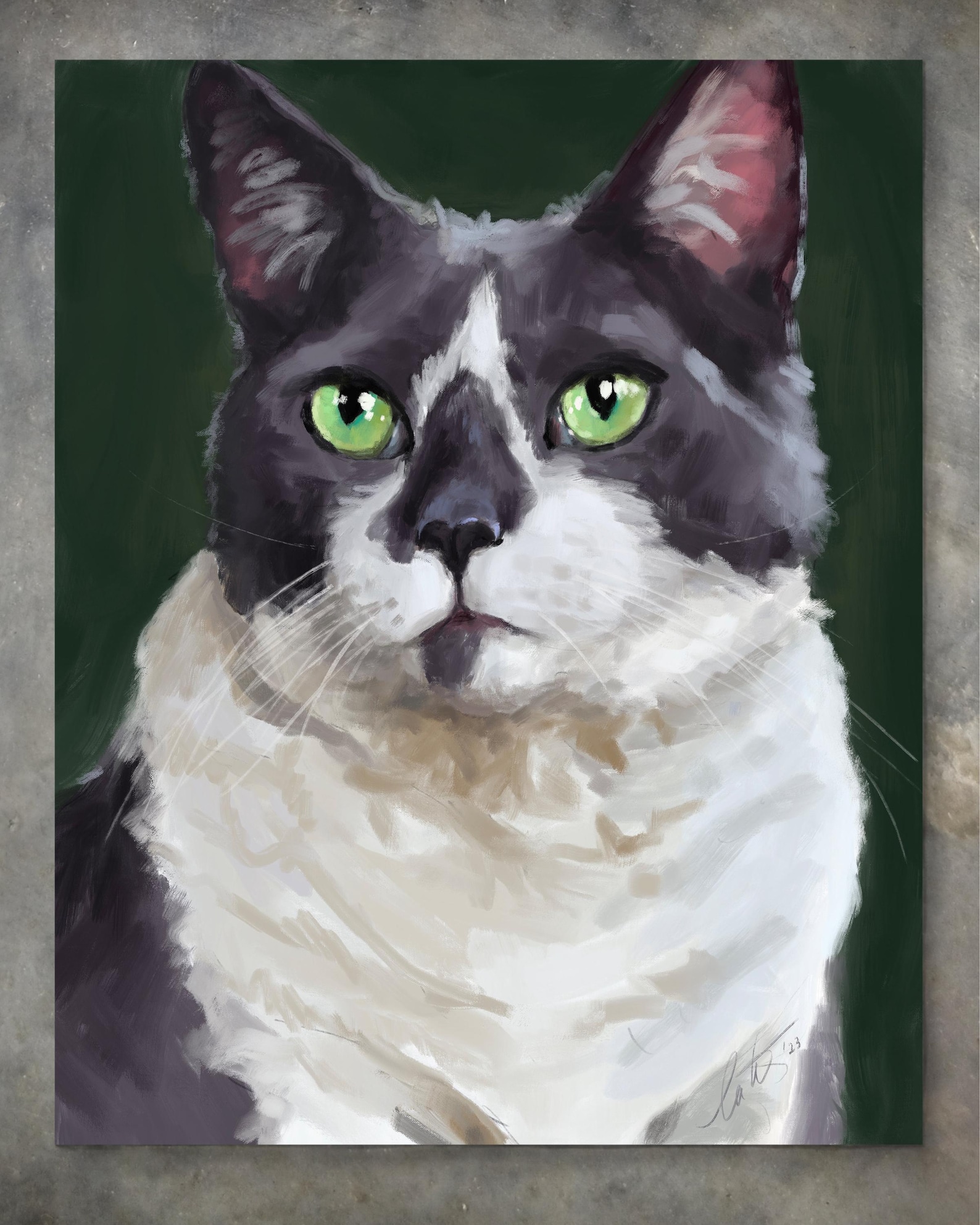 Grey Tuxedo Cat Portrait Fine Art Poster Print - Wall Decor - Unique ...