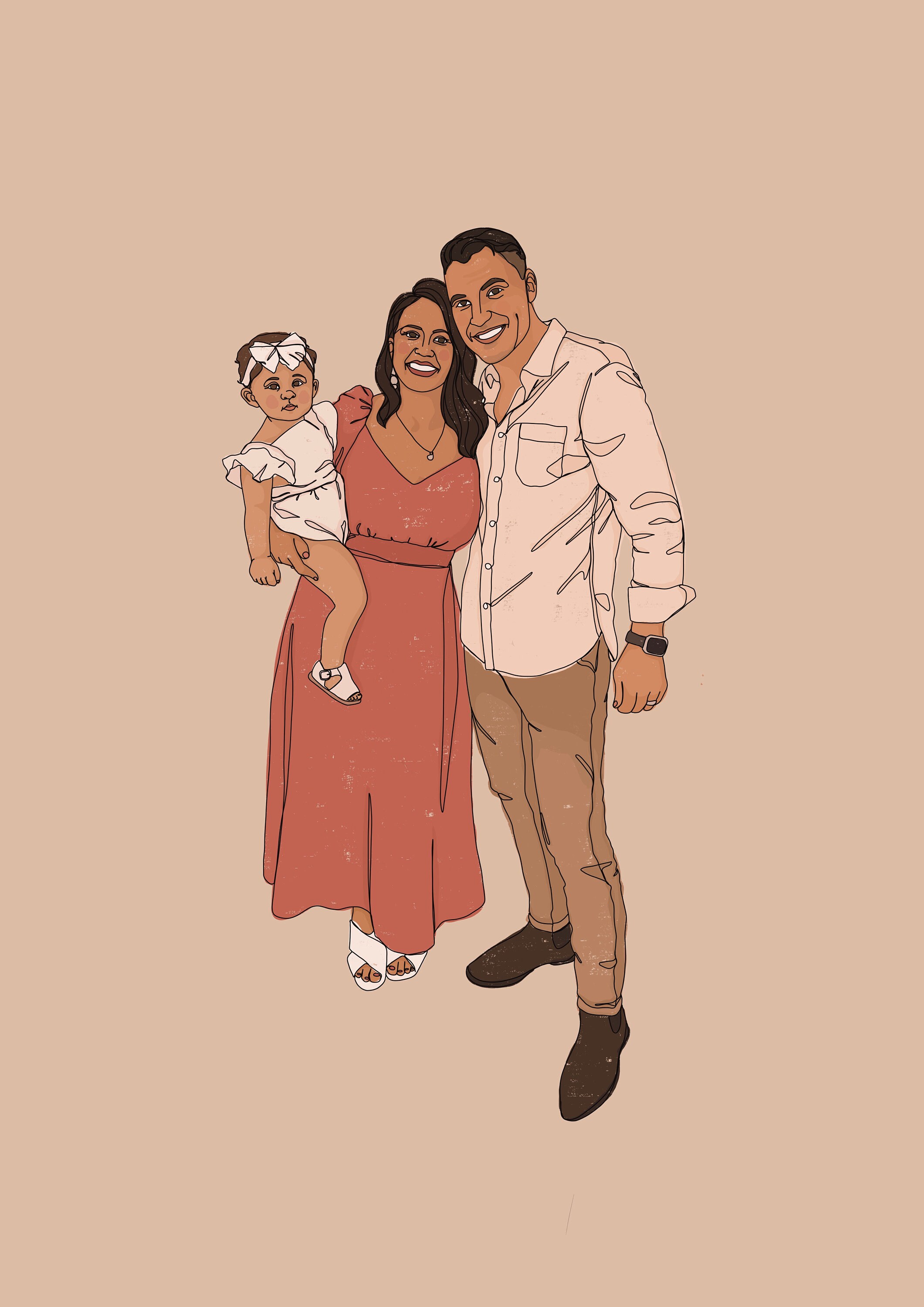 Custom Hand Drawn Illustration of THREE - Etsy