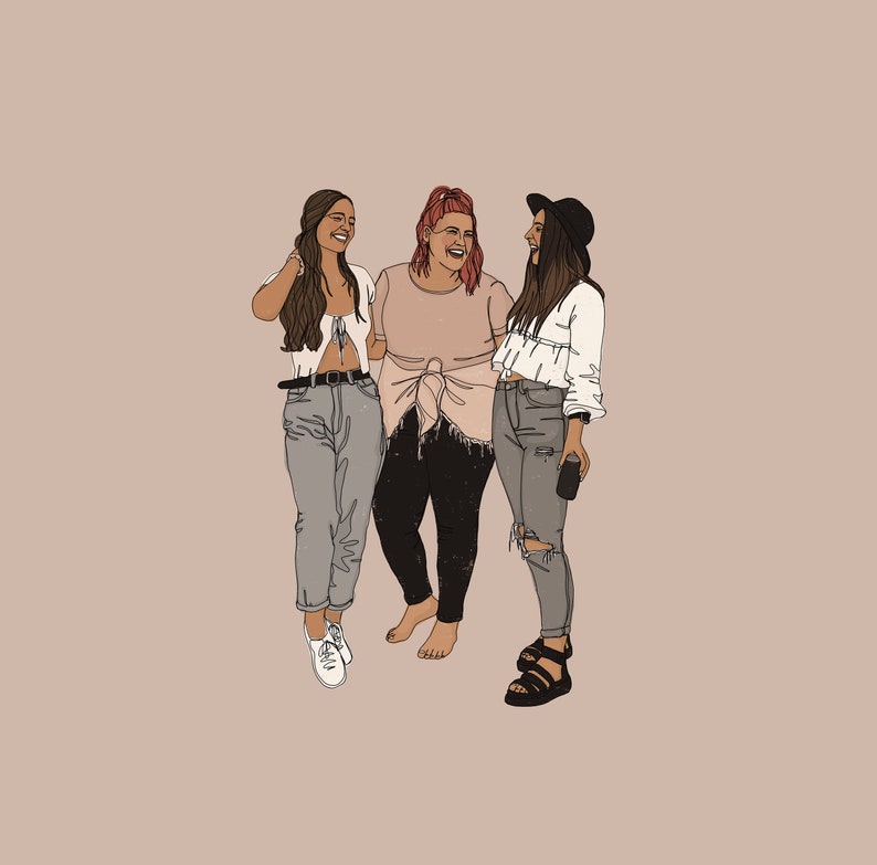 Custom Hand Drawn Illustration of THREE - Etsy