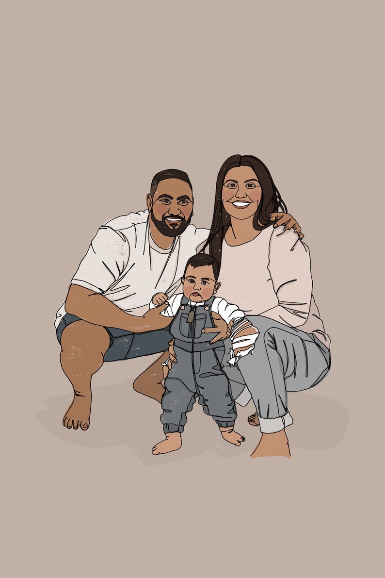 Custom Hand Drawn Illustration of THREE - Etsy