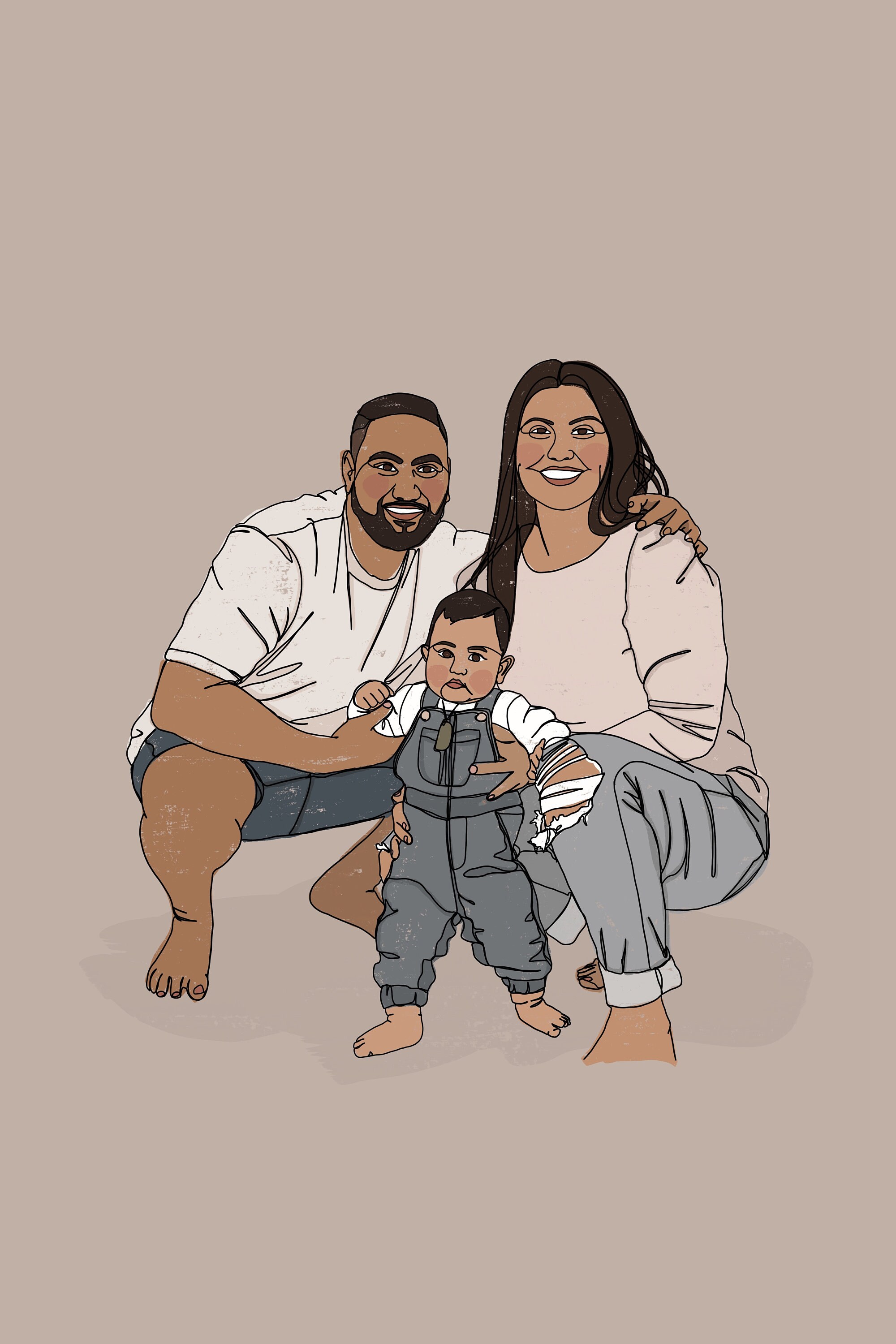 Custom Hand Drawn Illustration of THREE - Etsy