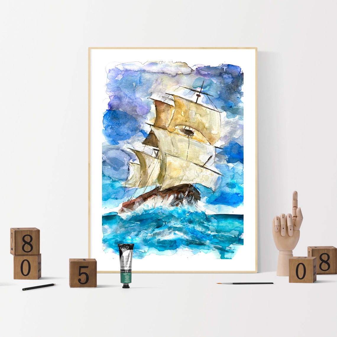 Sailing Ship Digital Download Print Wall Art Nautical Decor Etsy