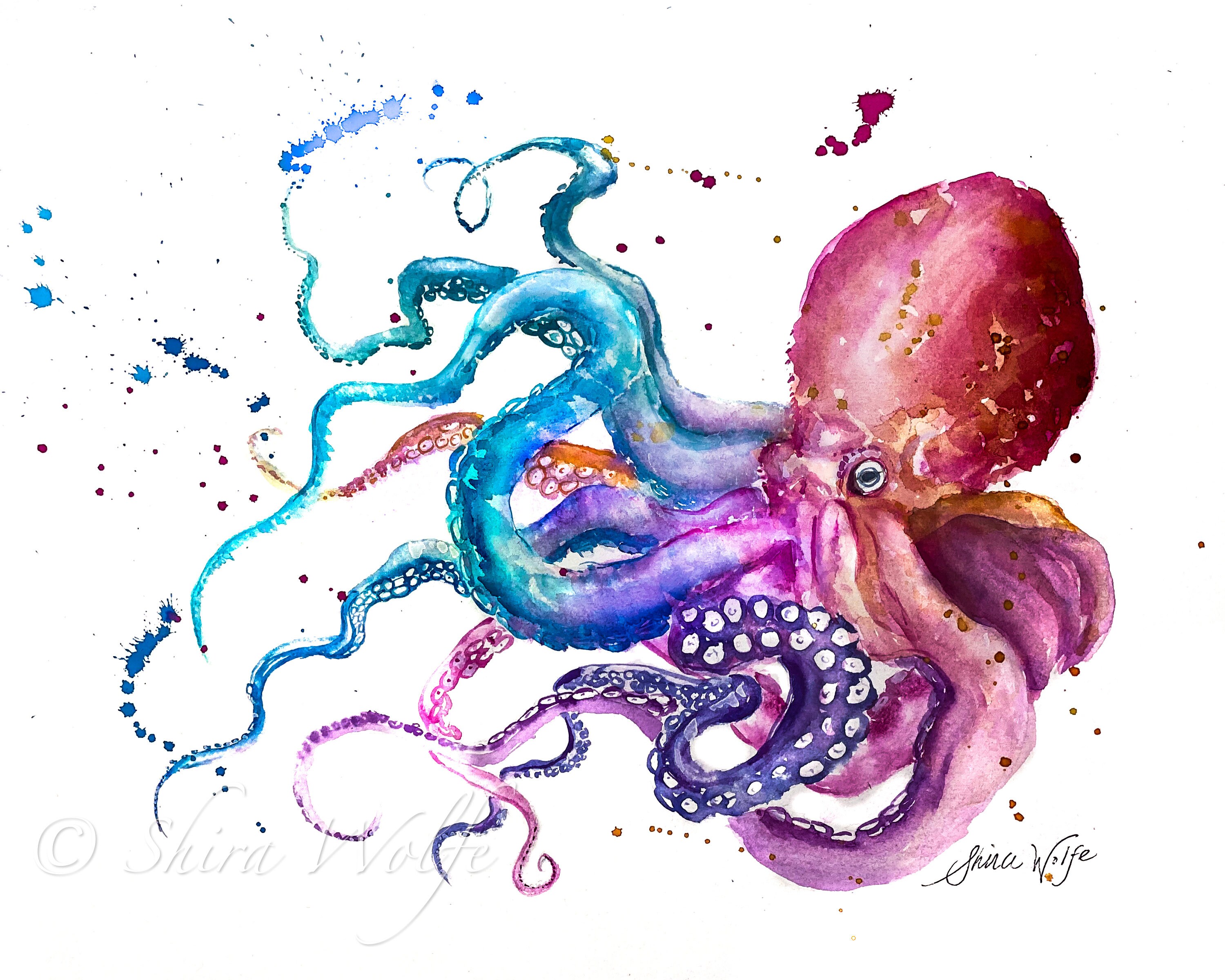 Printable Digital Download, Octopus, Watercolor, Wall Art, Nautical Art ...