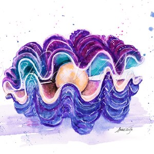 Clam Printable, Digital Download, Pearl, Nautical Art, Trendy, Wall ...