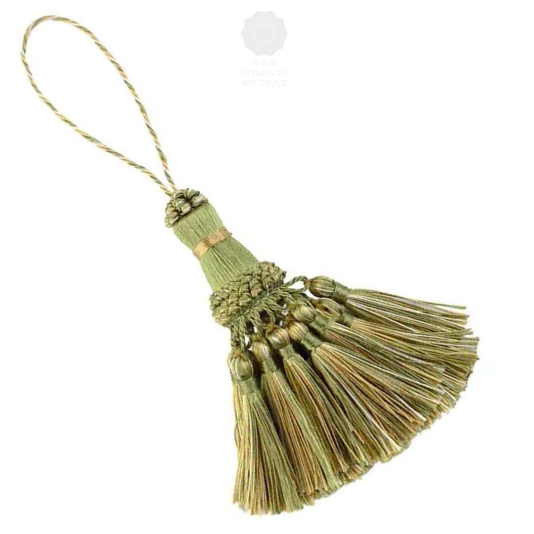 Decorative Key Tassels, Green and Gold Key Tassels, Vintage Style ...
