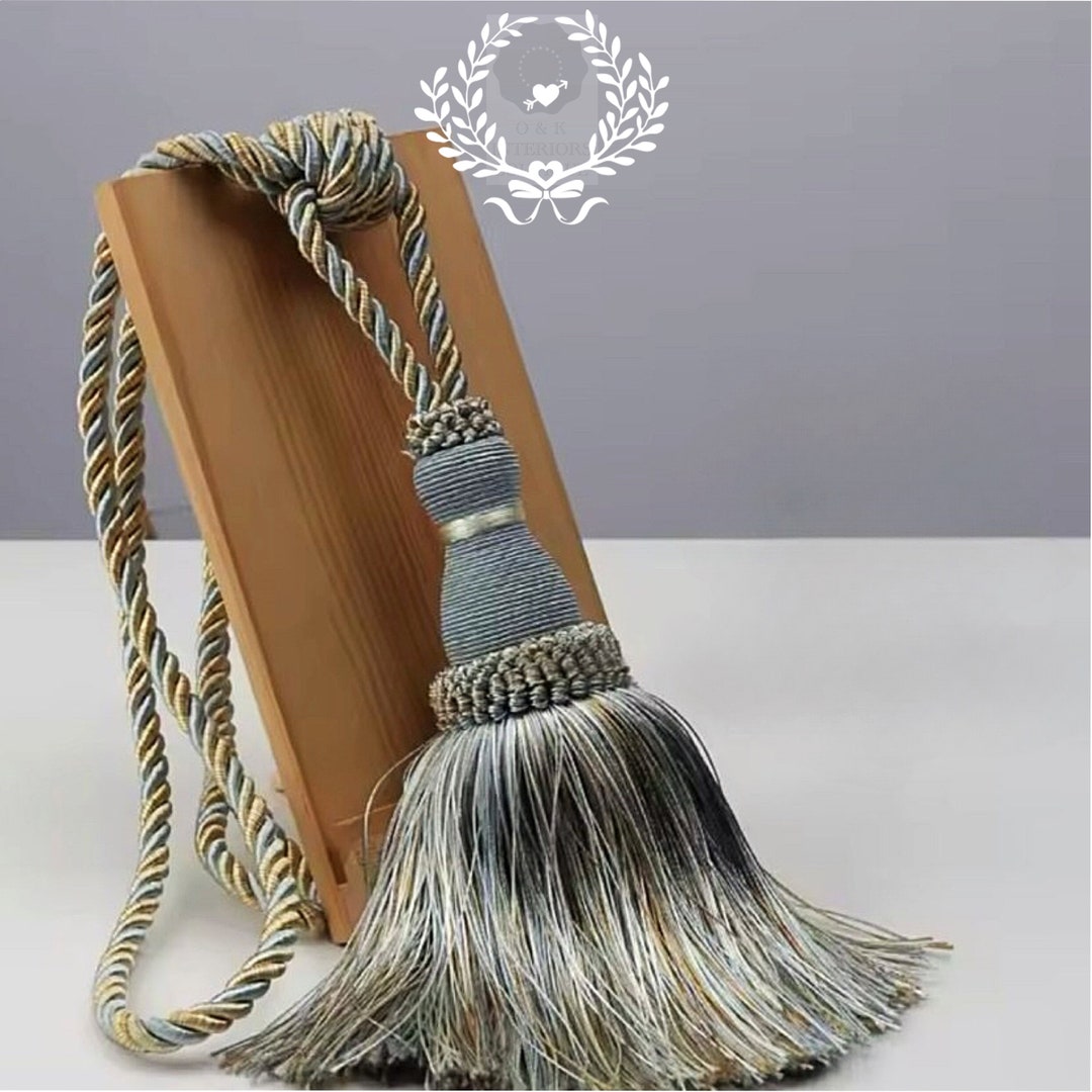 Curtain Tie Backs, Curtain Tassels, Blue and Gold Tassels Tie Backs ...