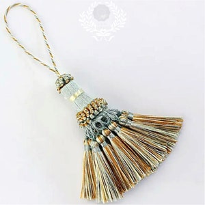 Decorative Key Tassels, Blue and Gold Key Tassels, Vintage Style ...