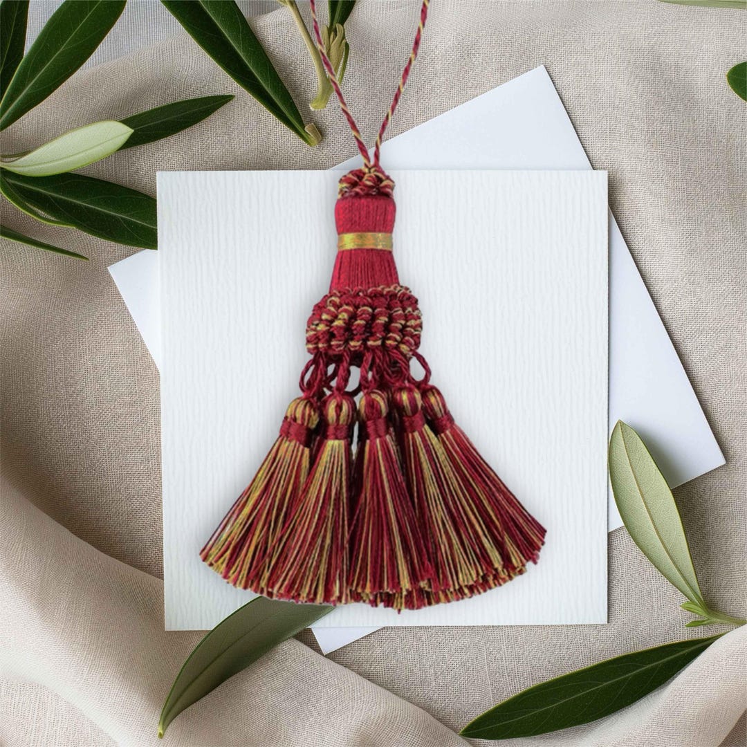 Decorative Key Tassels, Burgundy and Gold Key Tassels, Vintage Style ...