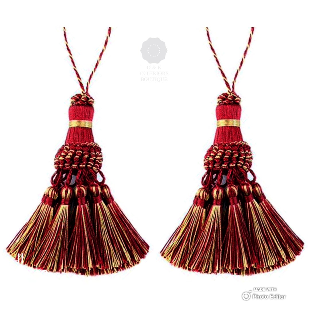 Decorative Key Tassels Burgundy and Gold Key Tassels Vintage - Etsy UK