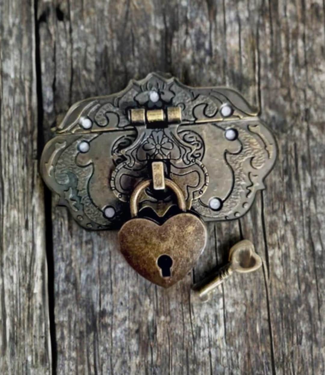 Vintage Bronze Door Lock Set, 3 Piece Set, Antique Style Cabinet Lock ...