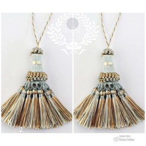 Decorative Key Tassels, Blue and Gold Key Tassels, Vintage Style ...