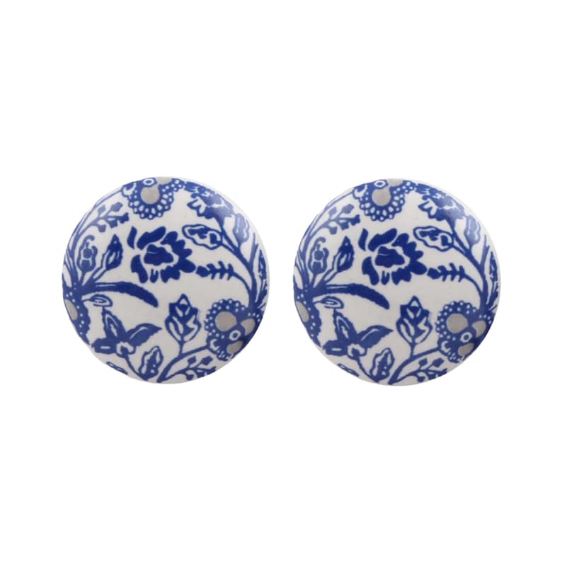 Blue and White Floral Drawer Knob, Blue White Ceramic Knob, Cabinet ...