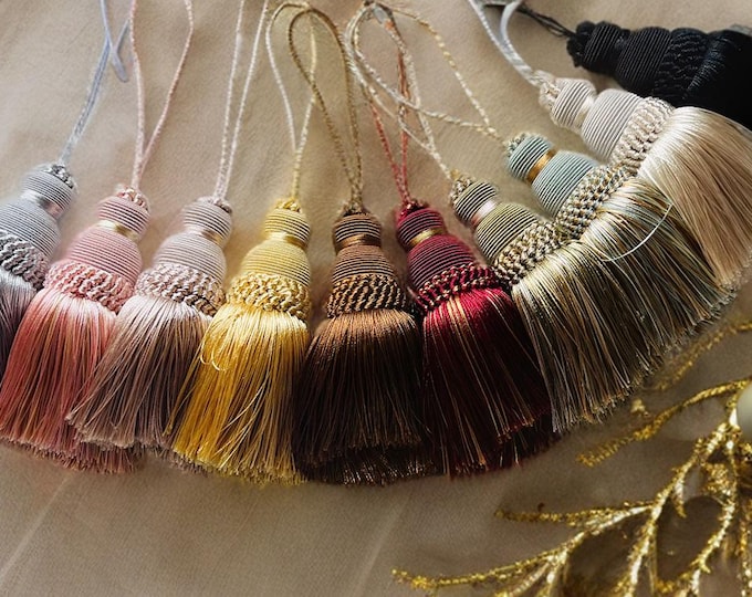 Vintage European Key Tassel , Cream Gold Key Tassel , Cream Gold ...