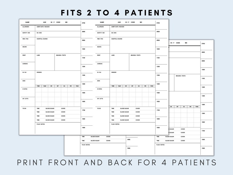 Med Surg Nurse Brain Sheet With Hourly Rounding - Etsy