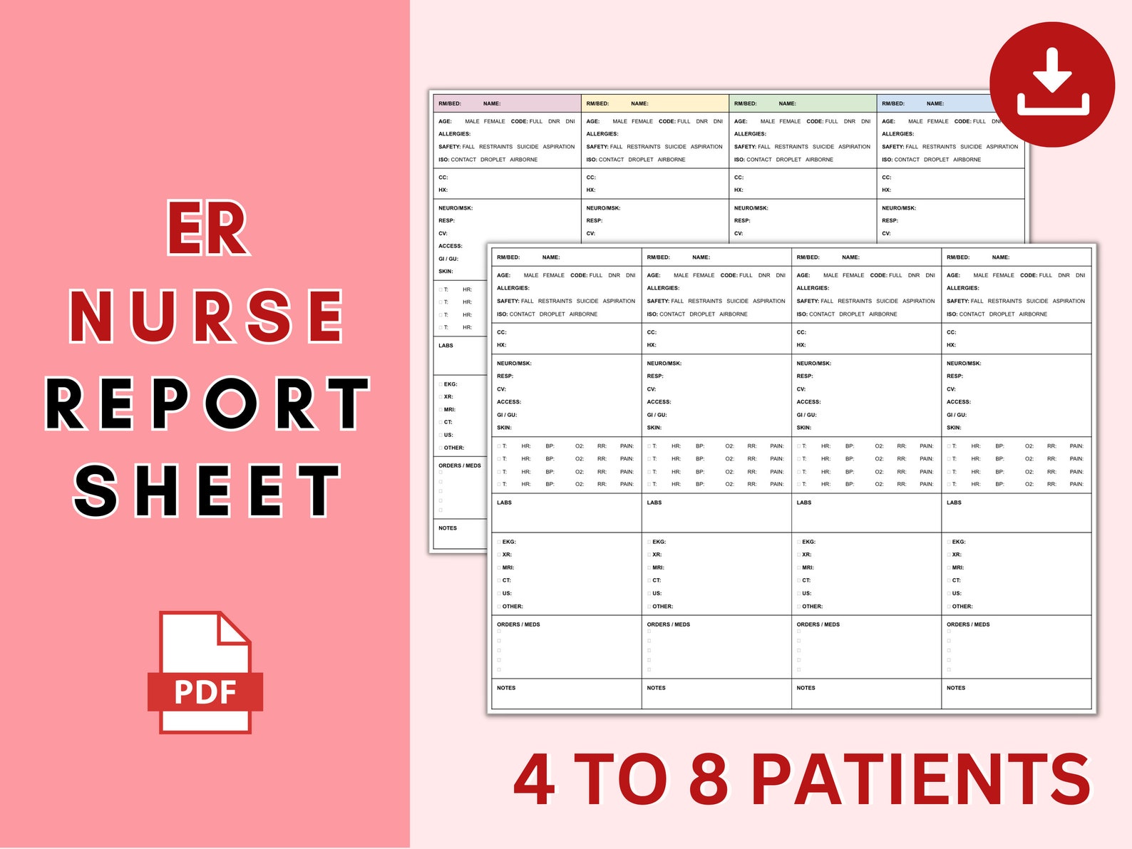 ER Nurse Report Sheet: Emergency Department Nurse Brain (digital ...