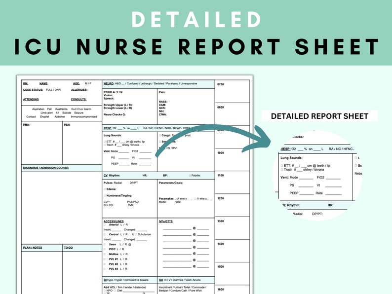 ICU Nurse Report Sheet With Hourly Rounding - Etsy