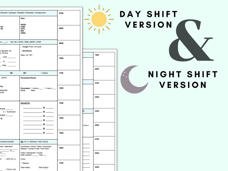 ICU Nurse Report Sheet With Hourly Rounding - Etsy