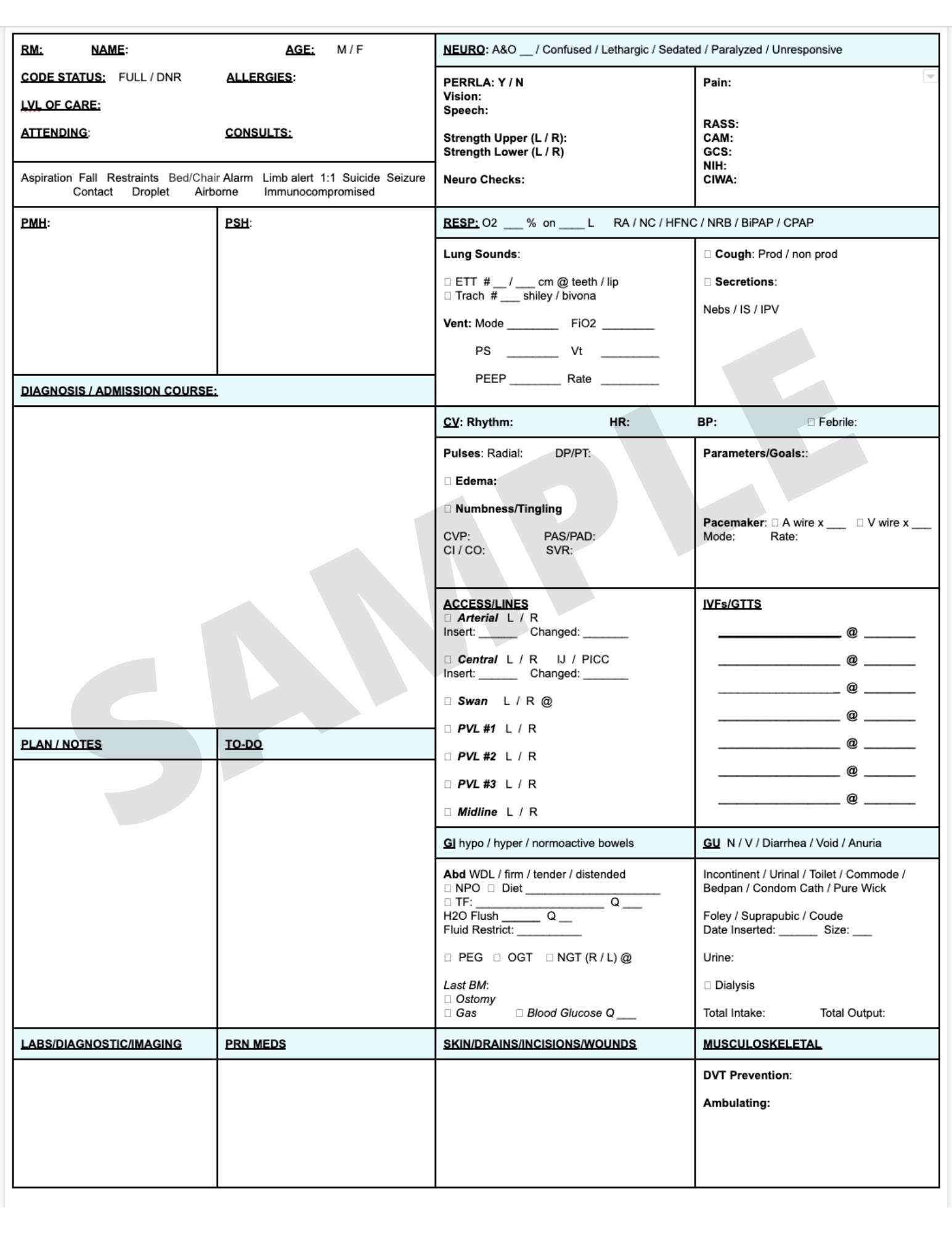 Icu Report Sheet Printable Prntbl concejomunicipaldechinu gov co