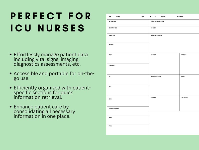 ICU Nurse Brain ICU Nursing Report Sheet - Etsy