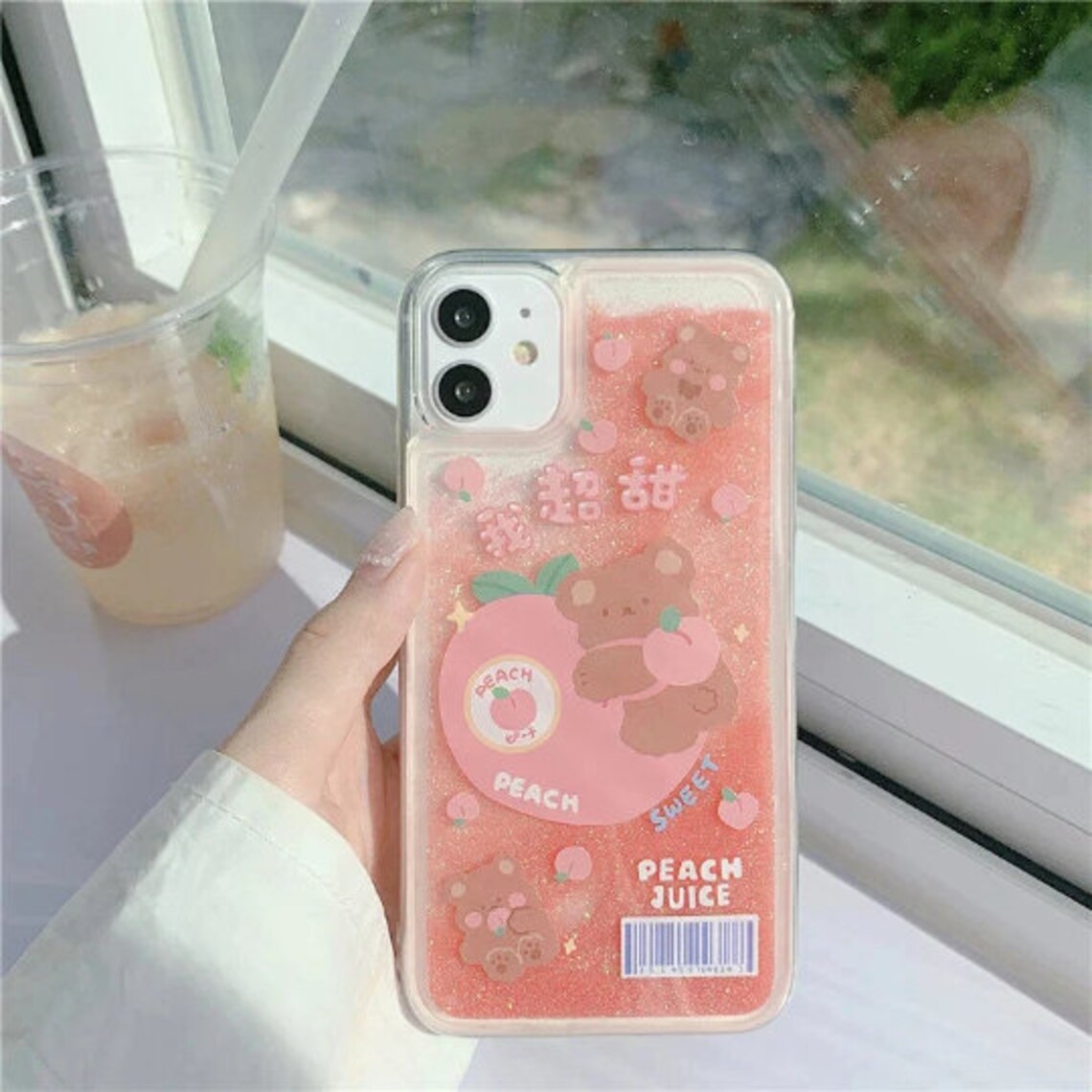 Animal Peach Glitter Quicksand Phone Case for iPhone 11 12 Pro - Etsy