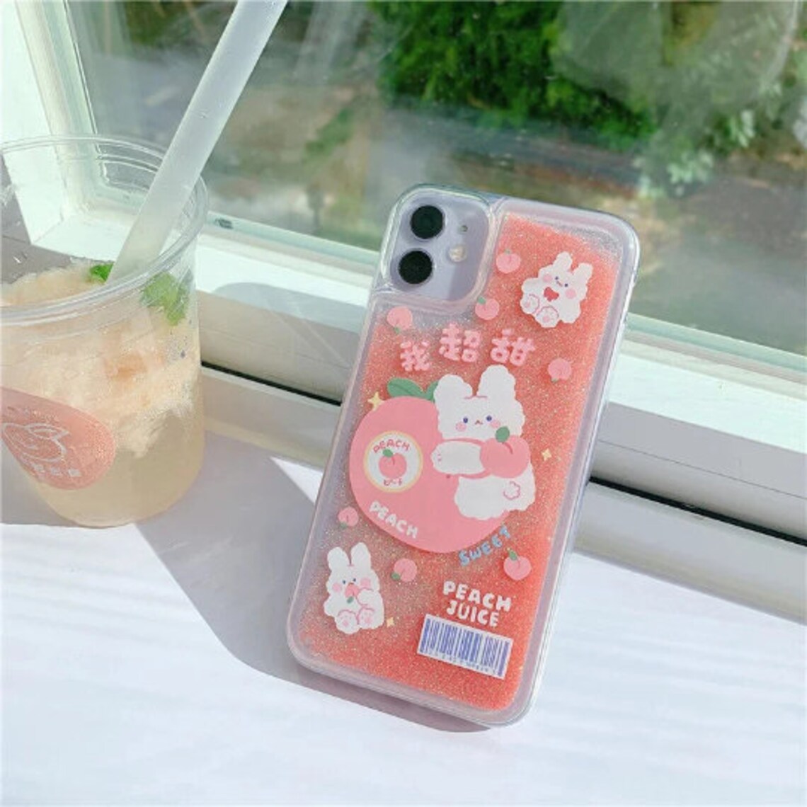 Animal Peach Glitter Quicksand Phone Case for iPhone 11 12 Pro - Etsy