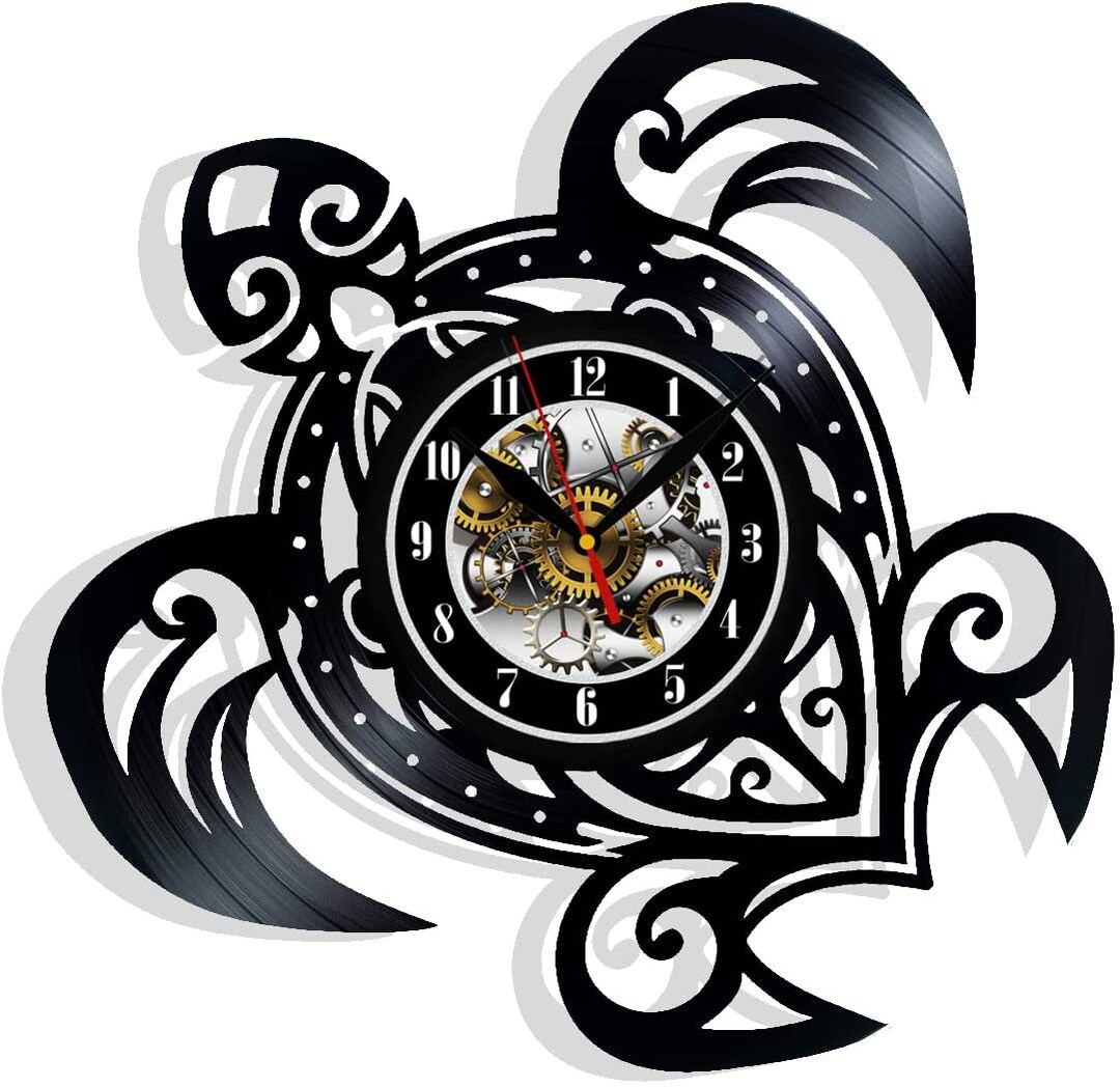 Turtle Vinyl Record Wall Clock 12 Gifts for Him Her Kids Decor for Home ...