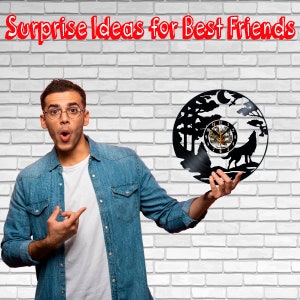 Wolf Vinyl Record Wall Clock 12" Gifts for Him Her Kids Decor for Home ...