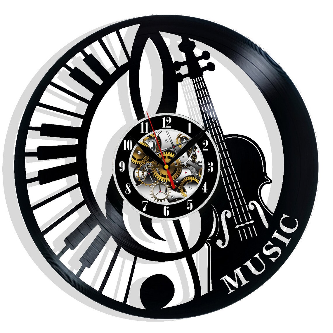 Music Notes Violin Treble Clef Vinyl Record Wall Clock - Etsy