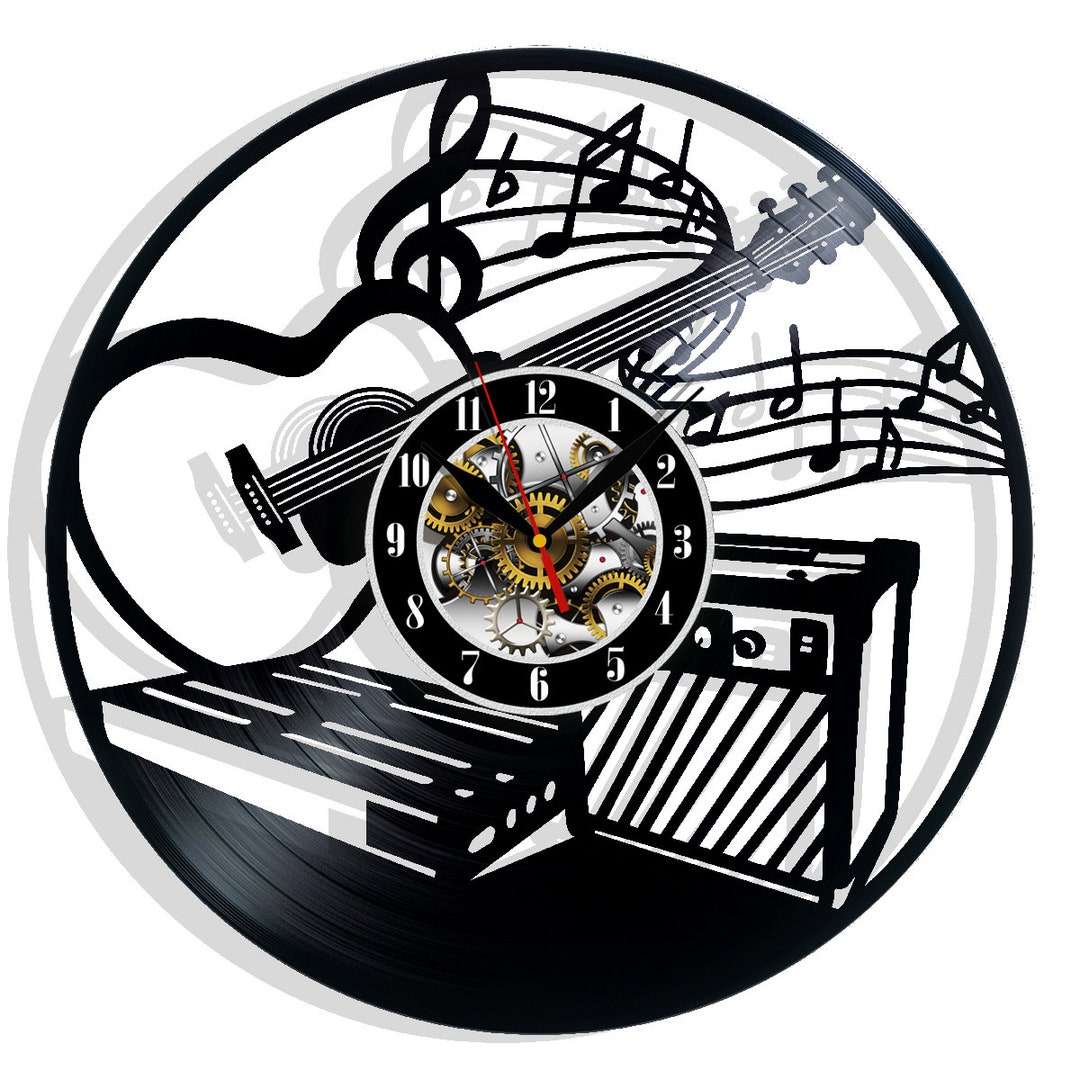 Music Notes Guitar Treble Clef Vinyl Record Wall Clock 12" Gifts for ...