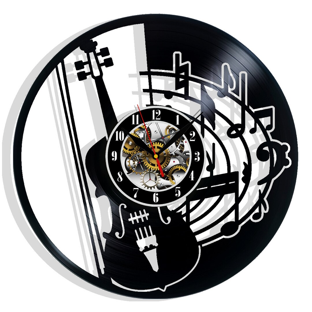 Music Notes Violin Treble Clef Vinyl Record Wall Clock 12" Gifts for ...