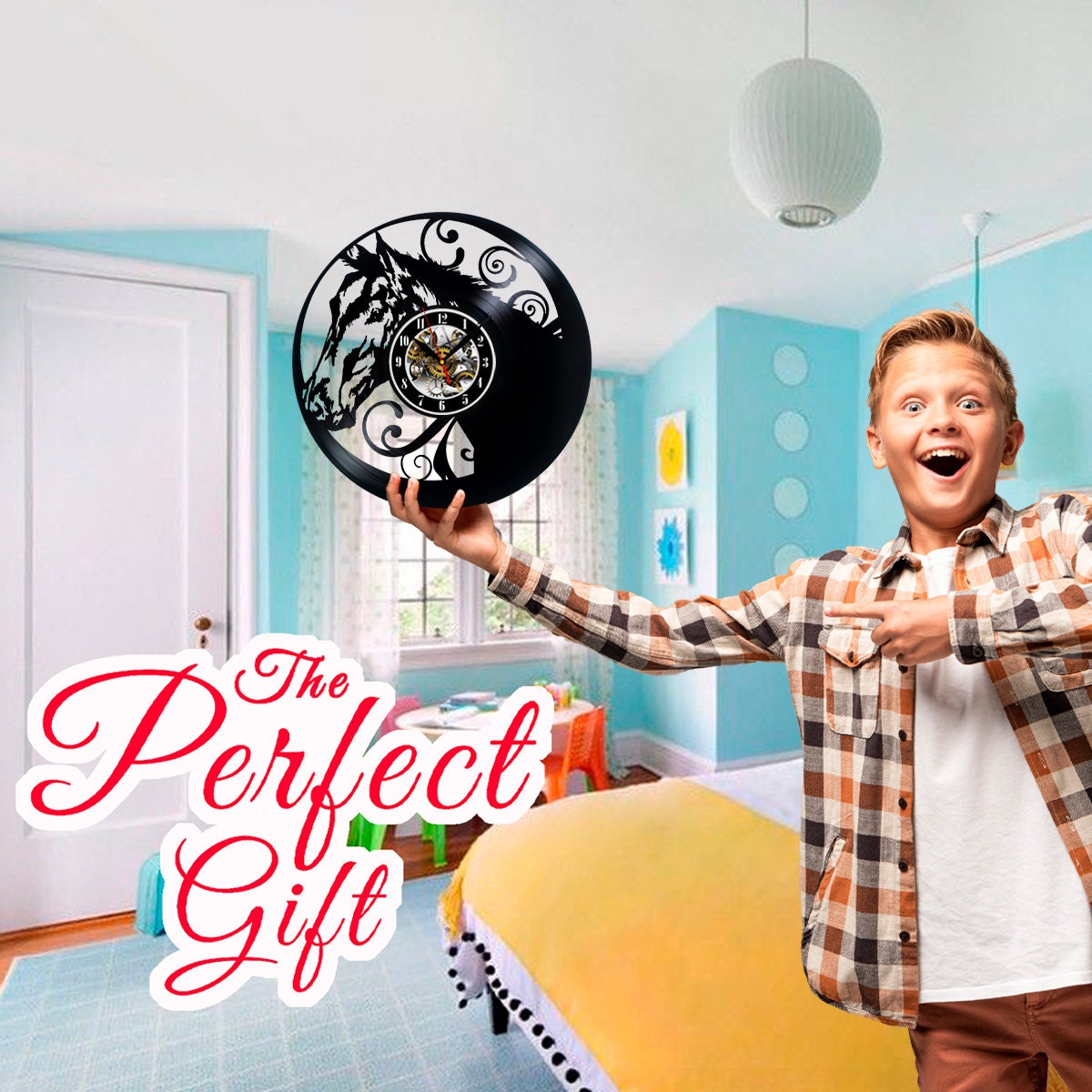 Horse Vinyl Record Wall Clock 12 Gifts for Him Her Kids Decor for Home ...