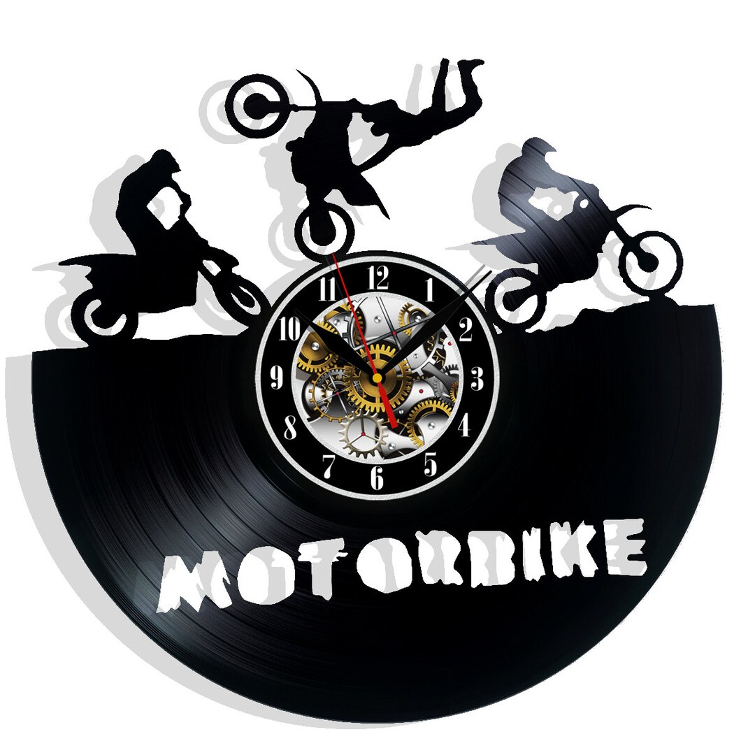 Motorbike Vinyl Record Wall Clock 12 Gifts for Him Her Kids Decor for ...