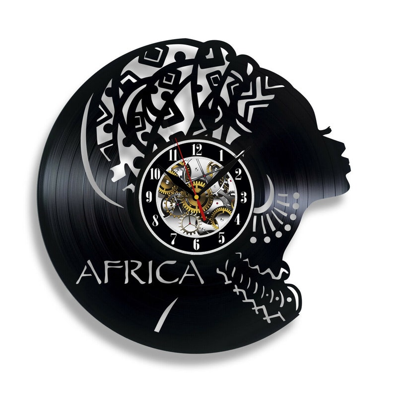 African Woman Vinyl Record Wall Clock 12 Gifts for Him Her Kids Decor ...
