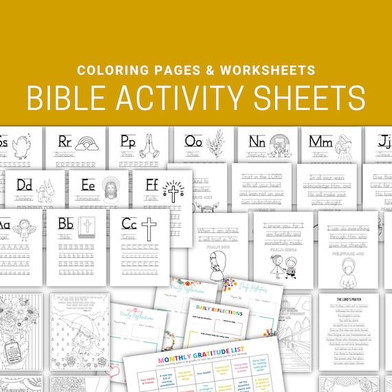 Bible Activity Worksheets and Coloring Pages for Kids and - Etsy