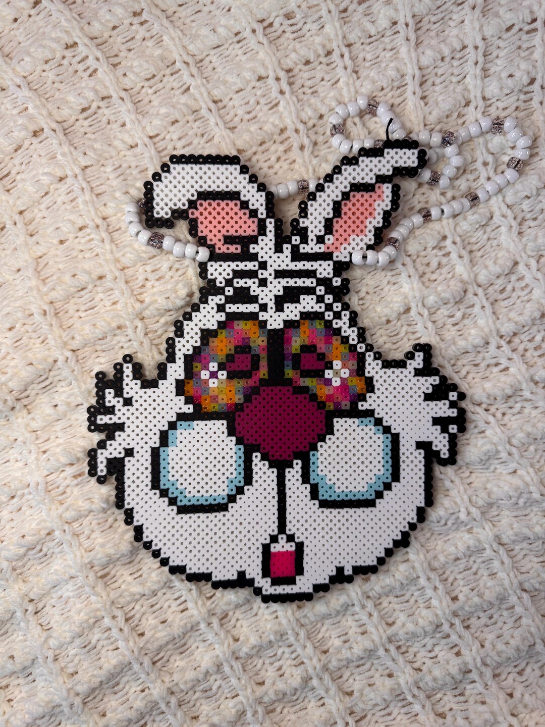 White Rabbit Rave Kandi Perler Necklace - Etsy
