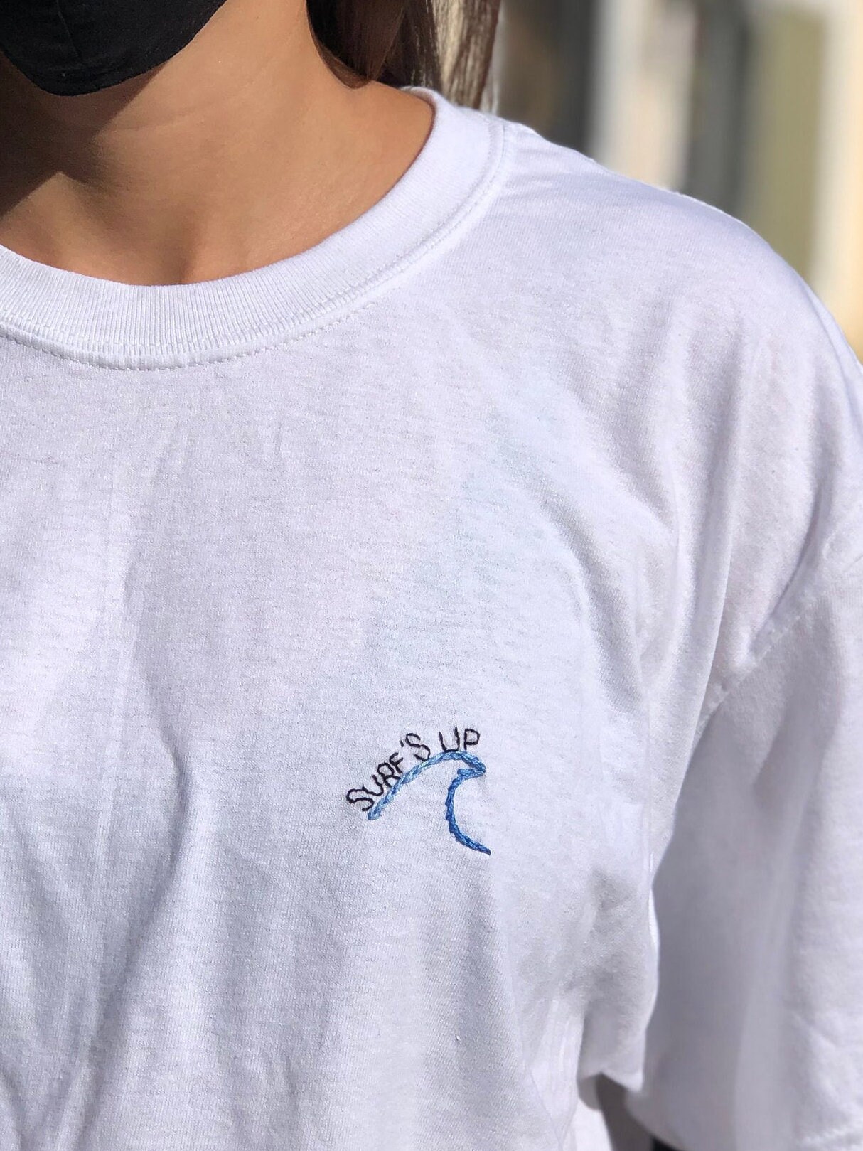 Hand Embroidered T-shirt - Surf's Up - Etsy
