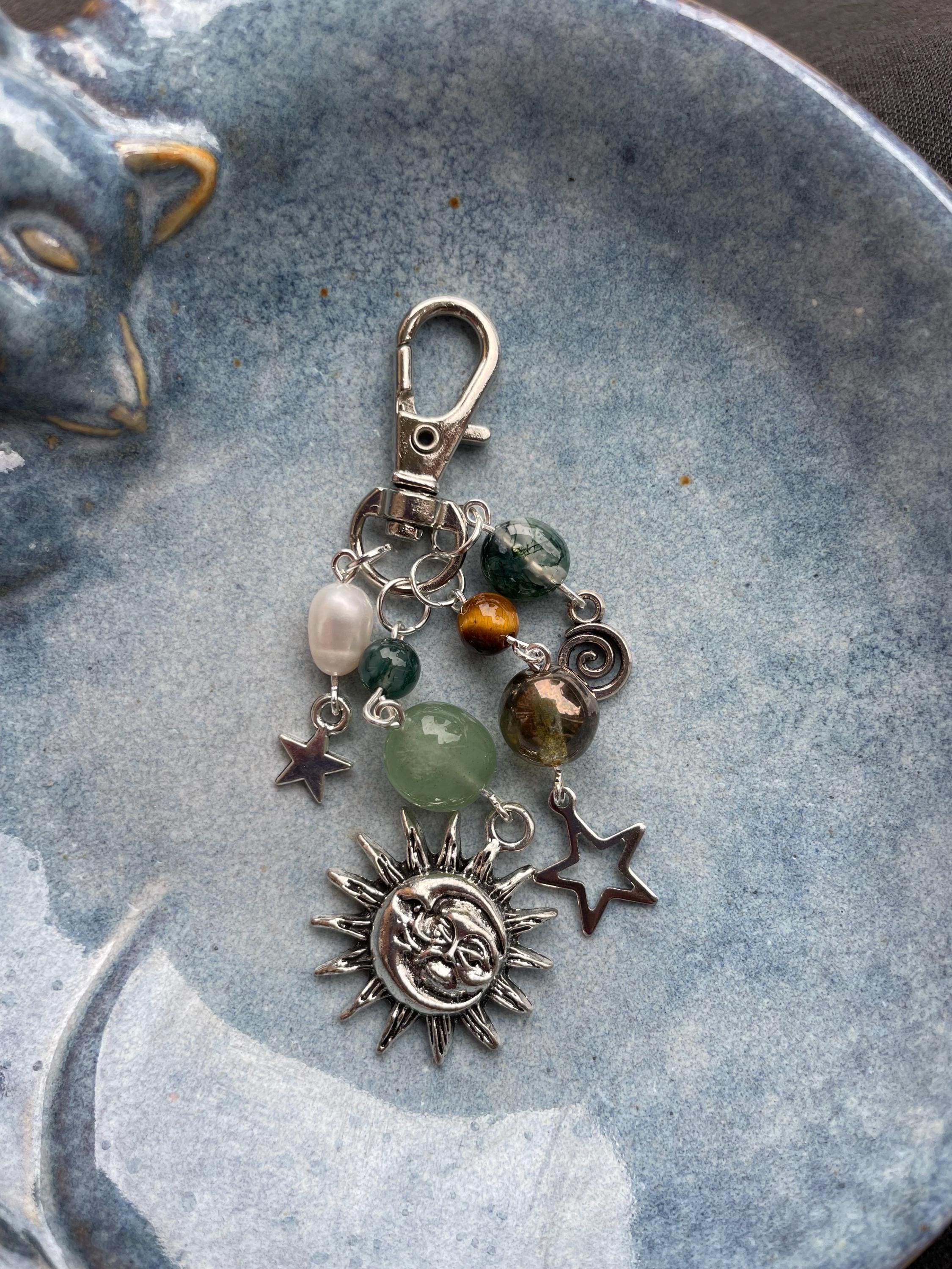 SUN&MOON KEYRING, Handmade Keyrings, Key Rings, Semi Precious Stones ...