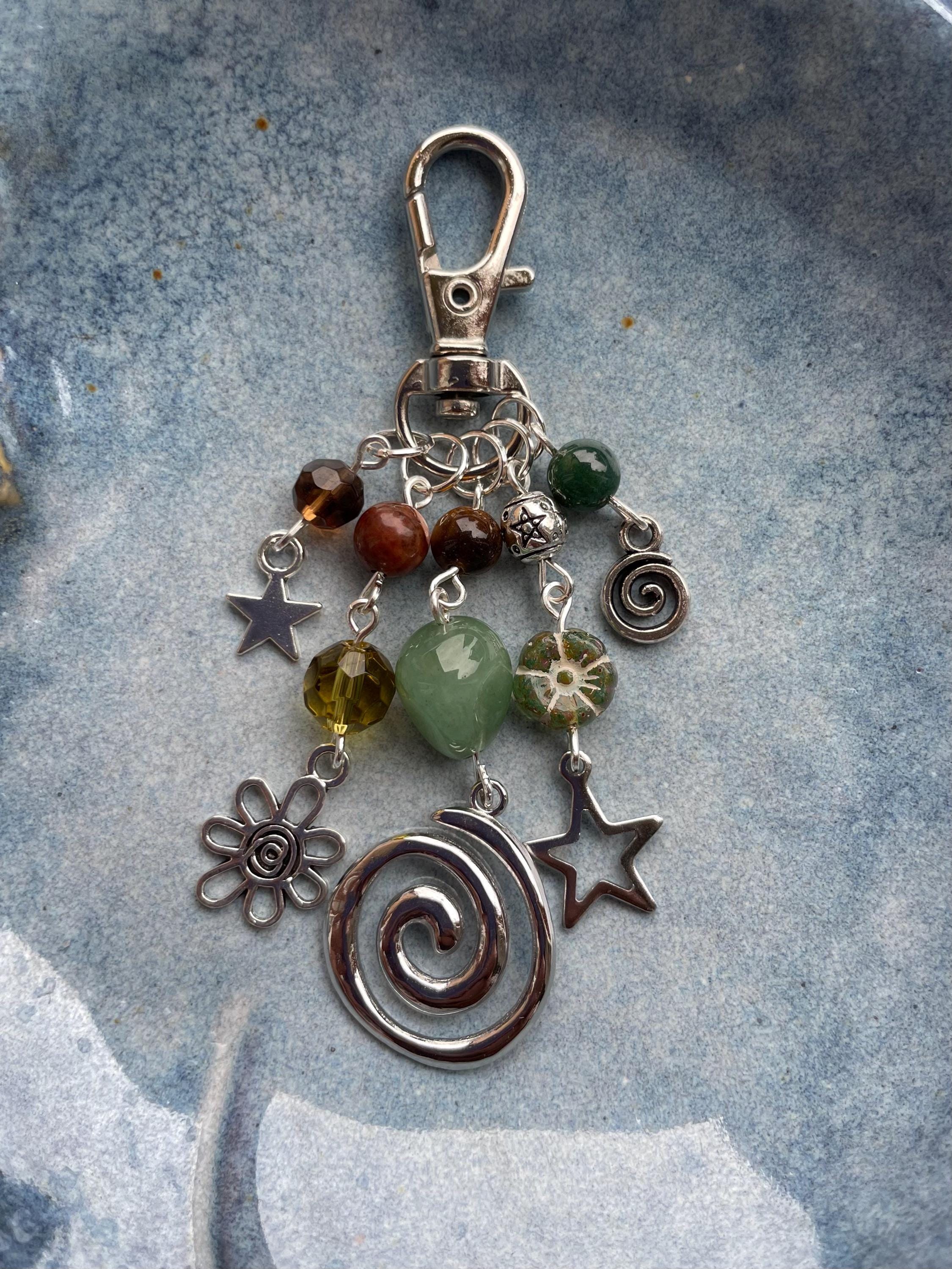 SPIRAL KEYRING, Handmade Keyrings, Key Rings, Semi Precious Stones ...