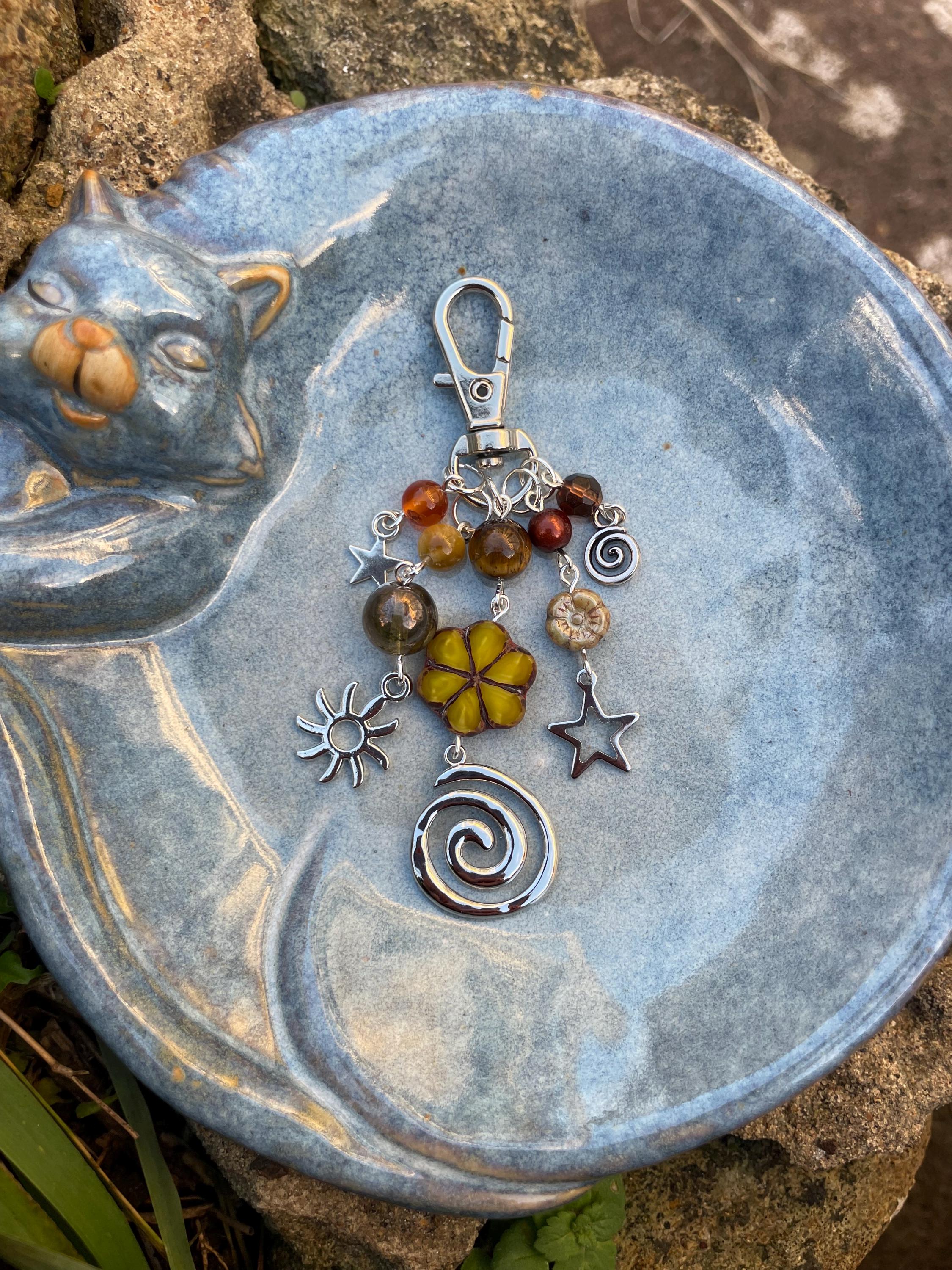 FLOWER KEYRING, Handmade Keyrings, Key Rings, Semi Precious Stones ...