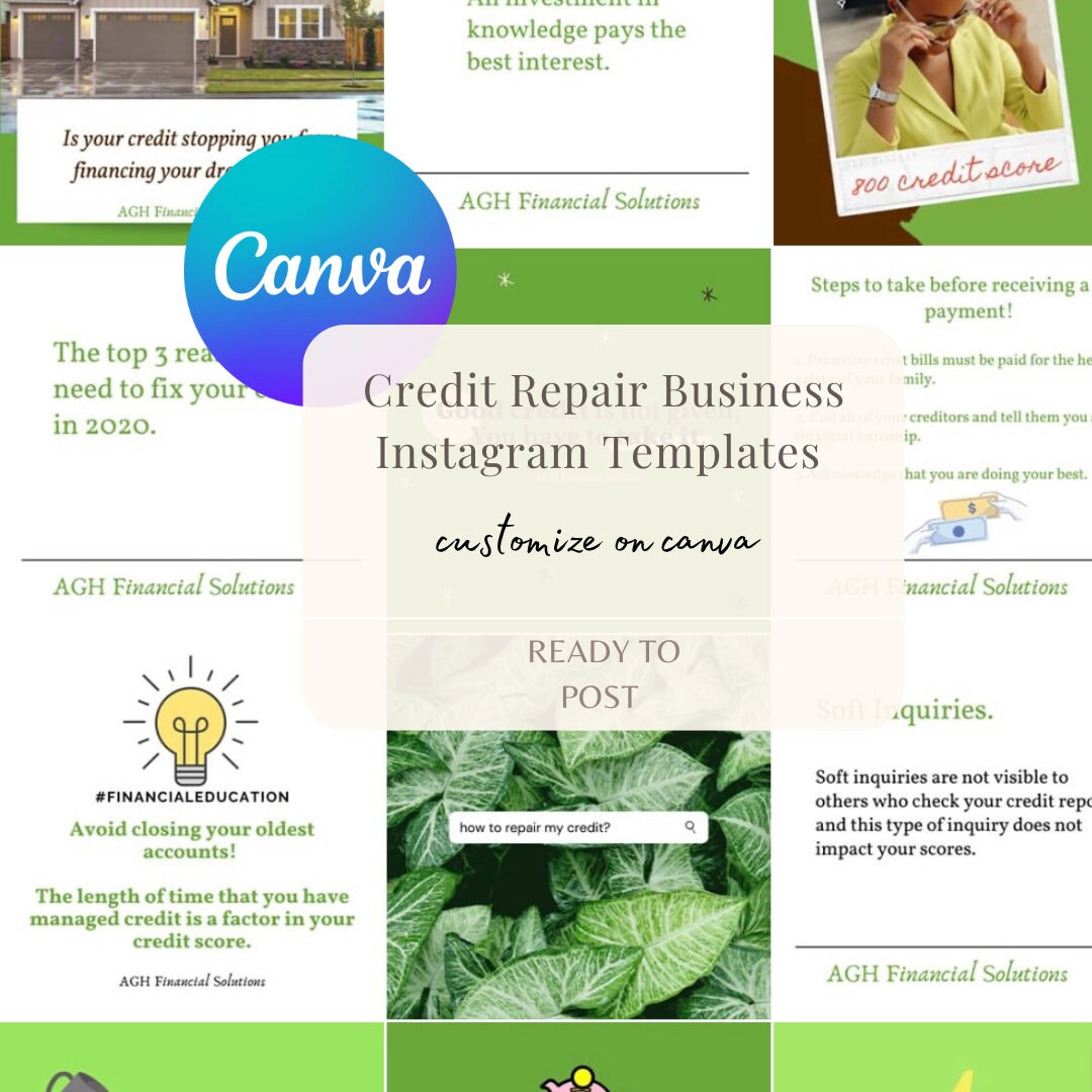 Credit Repair Business Canva Template Set of 30 - Etsy