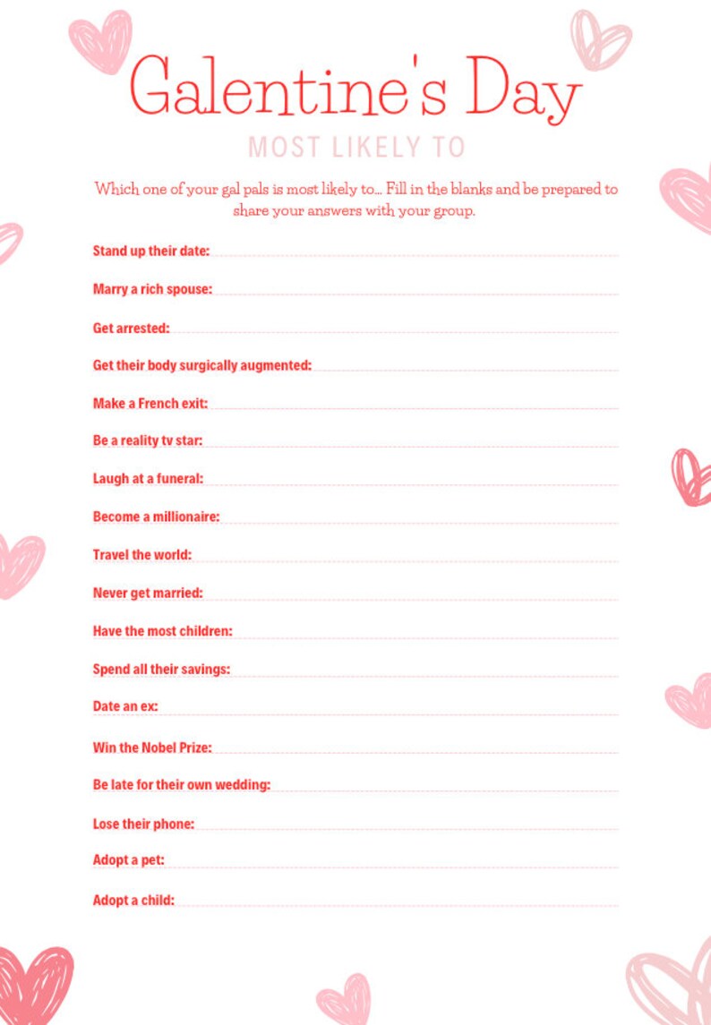 13 Galentines Day Game Bundle, Valentines Day Games, Printable ...
