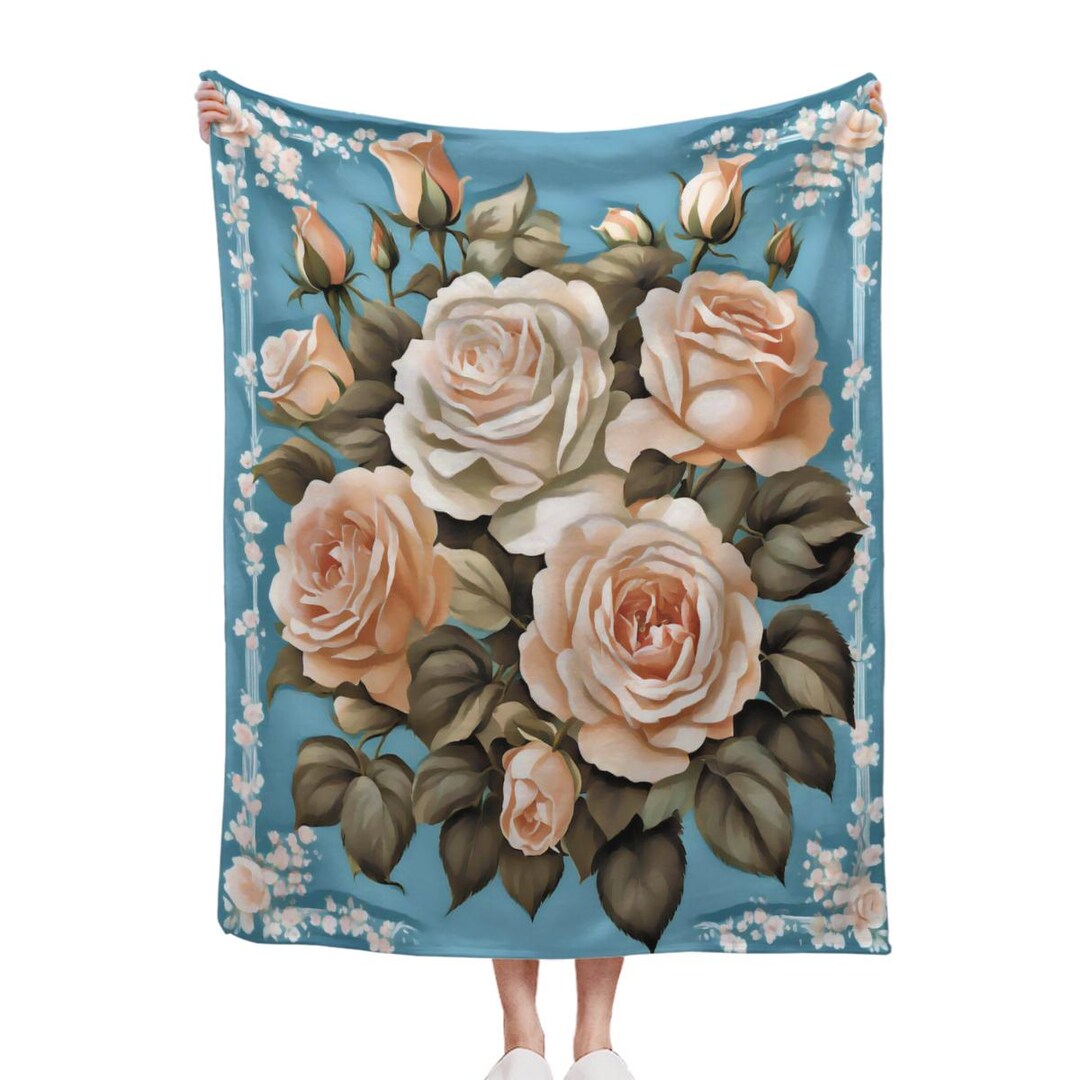 Vintage Rose Bouquet 40-inch-by-50-inch Plush Flannel Throw Blanket - Etsy