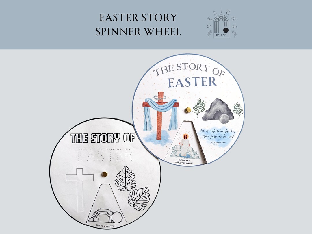 Easter Story for Kids, Easter Craft & Coloring Spinner Wheel Holy Week ...