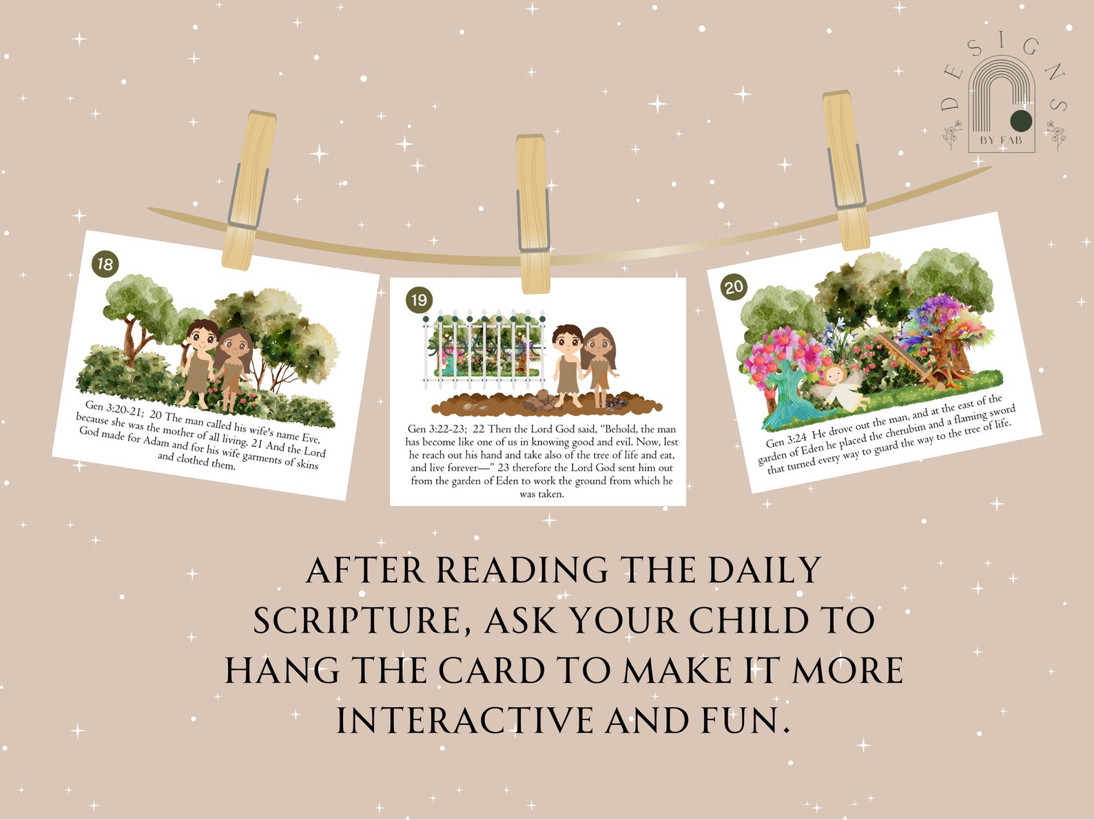 Adam and Eve Complete Bible Story Cards for Children Interactive Lesson ...