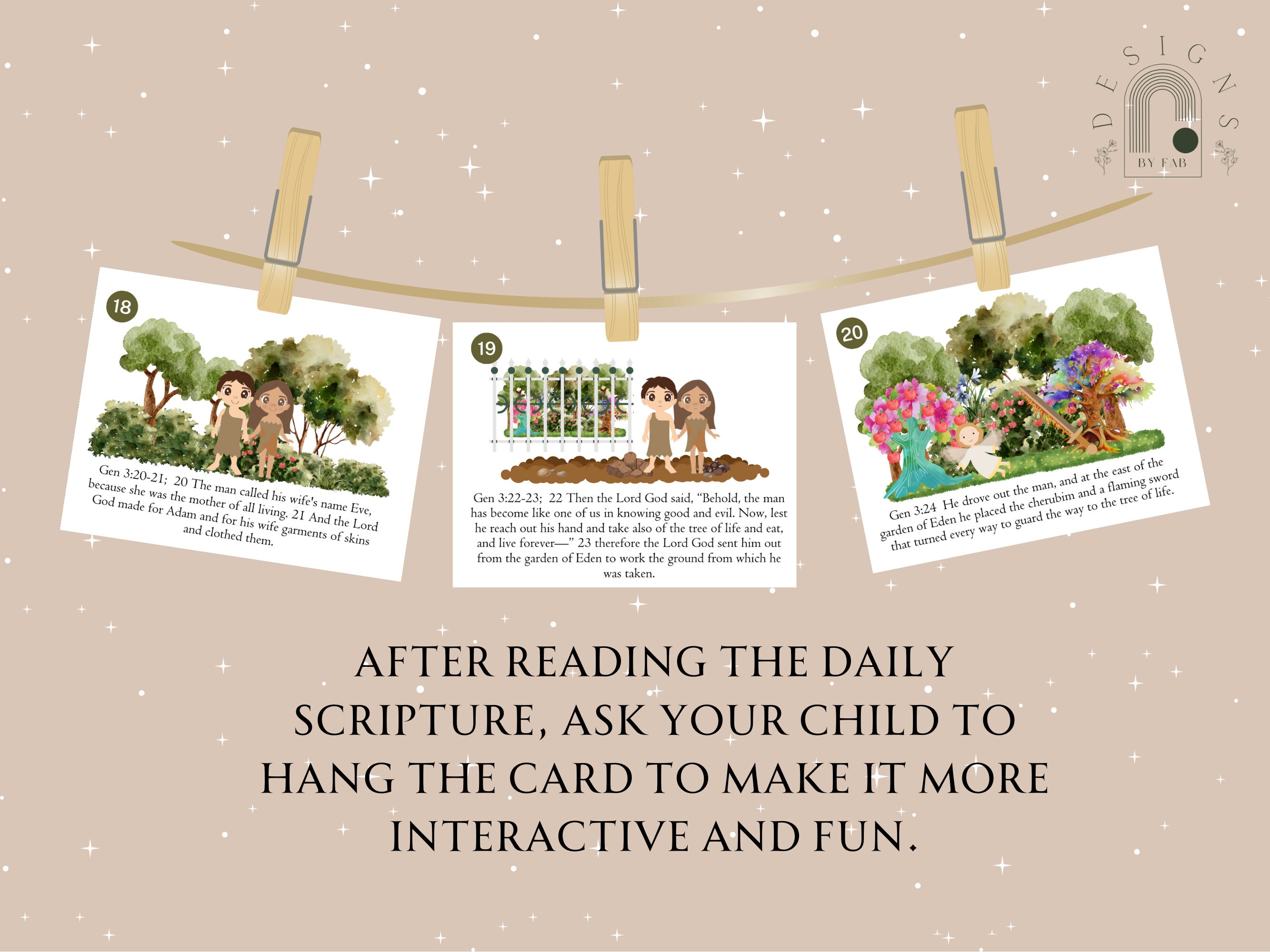Adam and Eve Complete Bible Story Cards for Children Interactive Lesson ...