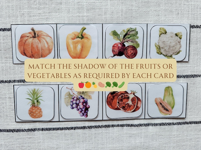 Fruits & Vegetables Shadow Matching Game, Preschool Learning (digital ...