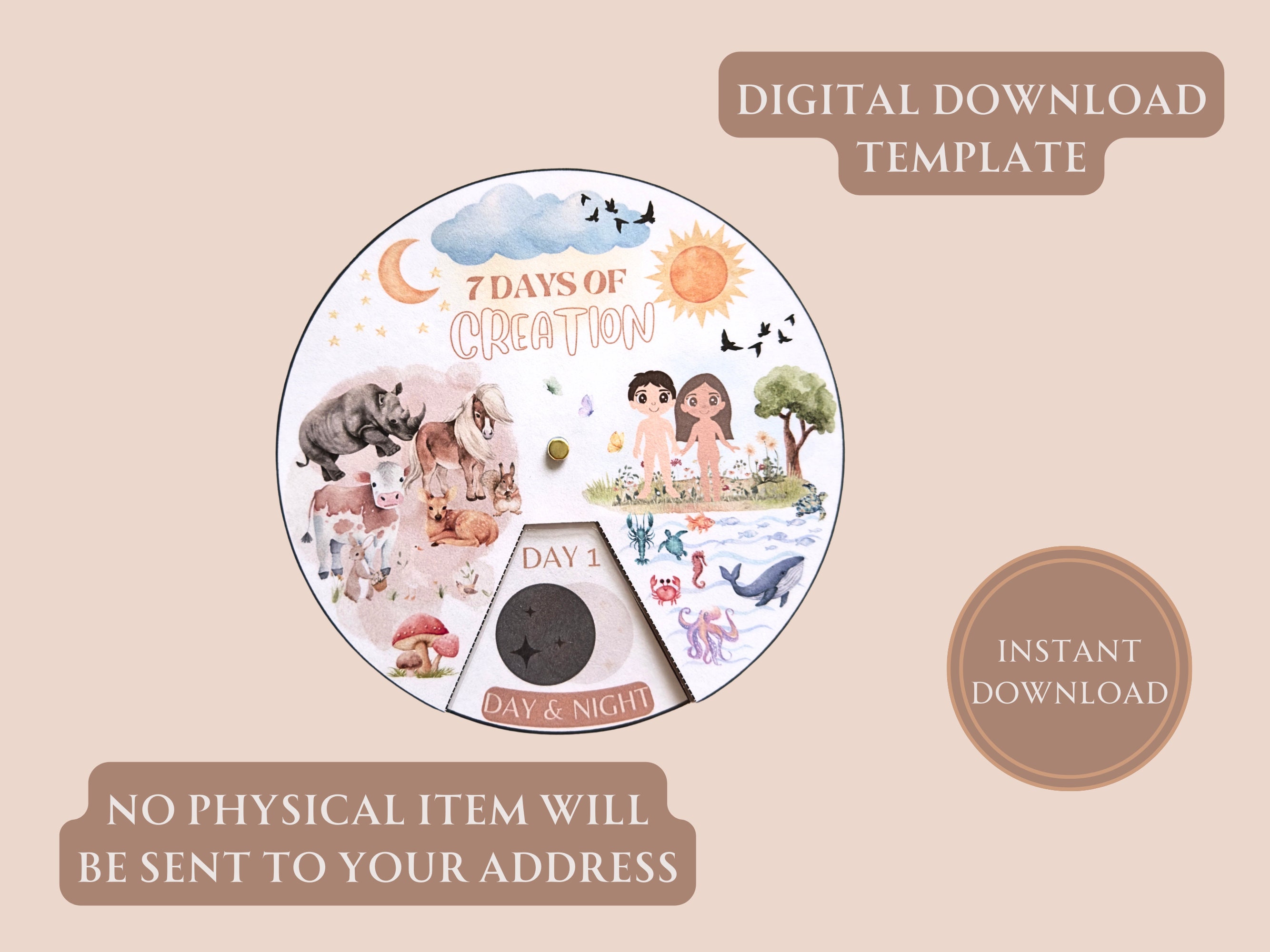 7 Days of Creation Spinner Wheel Bible Craft Activity for Children ...