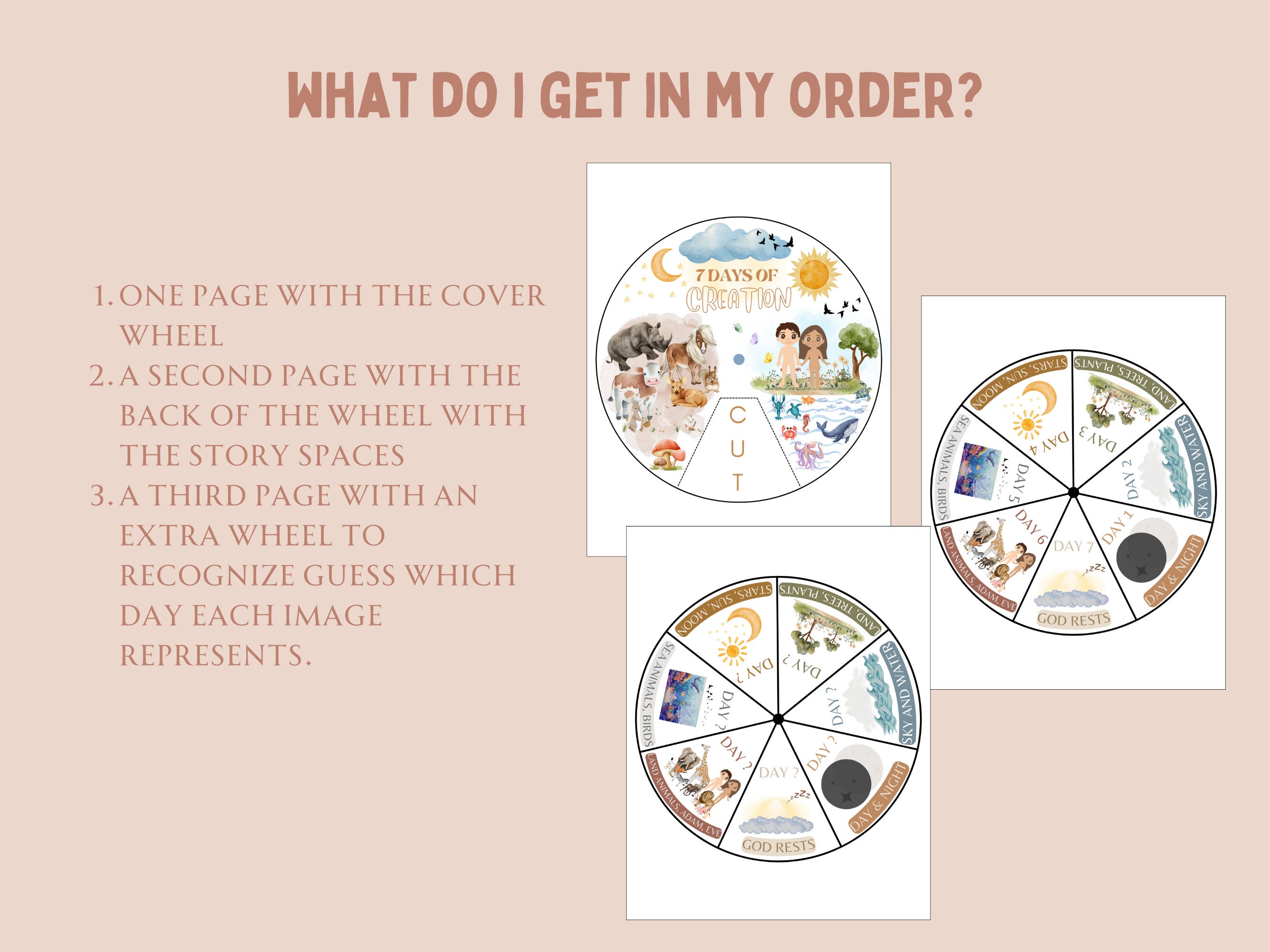 7 Days of Creation Spinner Wheel Bible Craft Activity for Children ...